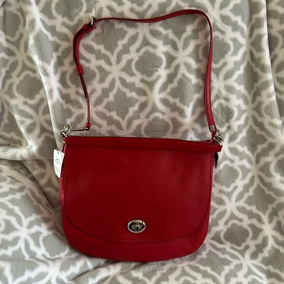 Coach | Bags | Coach Beautiful Plump Pebble Red Leather Hobo Bag Brand ...